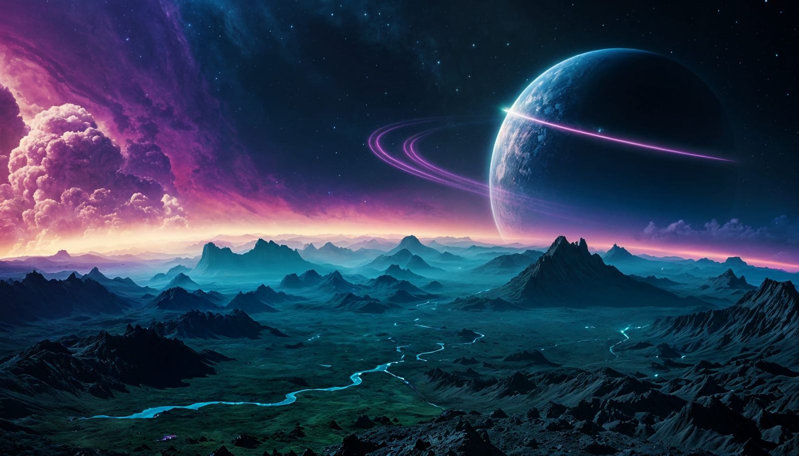 A colossal planet - Ethereal Cosmic Masterpiece in Vibrant G...