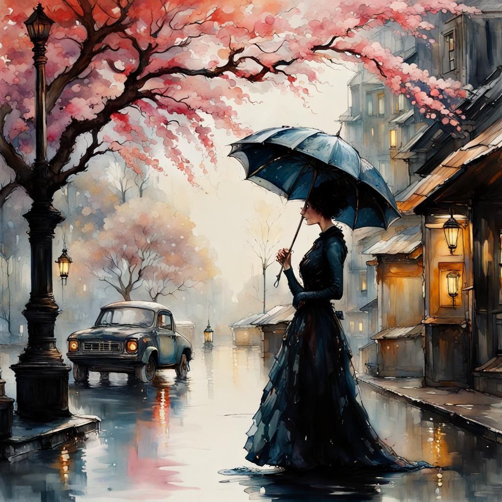 A colourful Phoenix under a steampunk dome, A beautiful stunning cherry ...