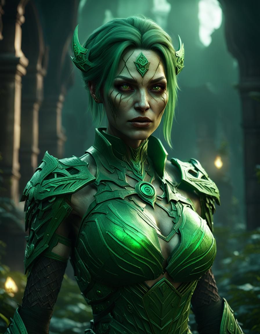 Ghotic woman in green - AI Generated Artwork - NightCafe Creator