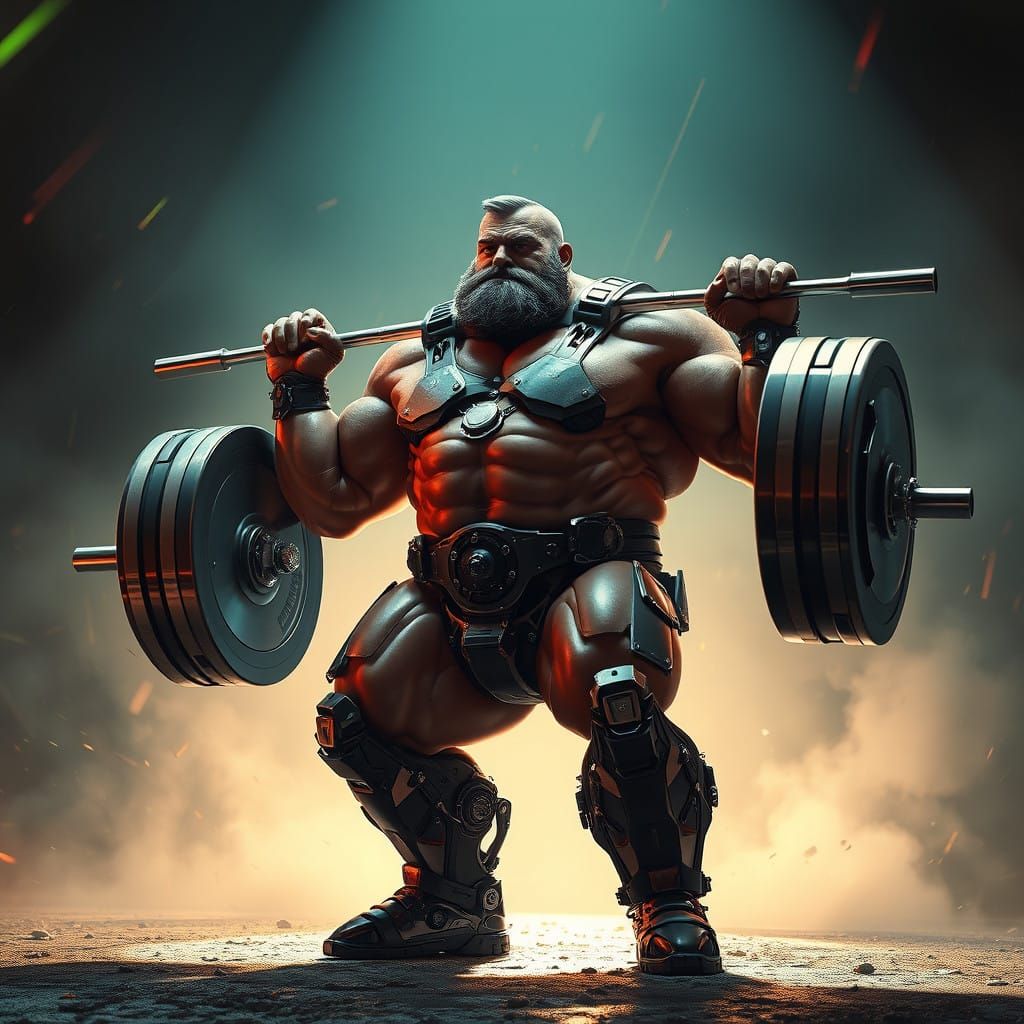 Powerlifter Superstring Bends Bars in Epic Sci-Fi ... - AI Art