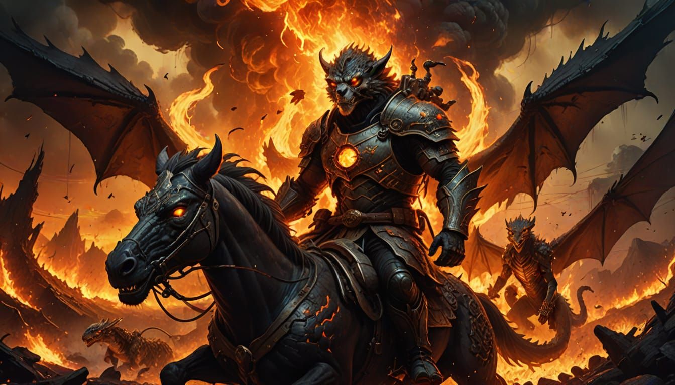 Dragon Apocalypse - Fantasy Apocalypse in Vibrant, Frazetta...