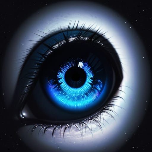 If the moon was a giant eyeball - Surrealistic Vision of a G...