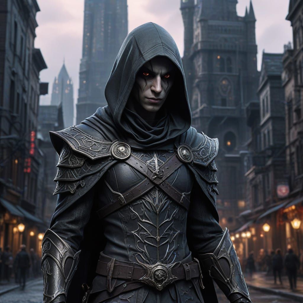 Dark Elf Spy in a City of Shadows - AI Art