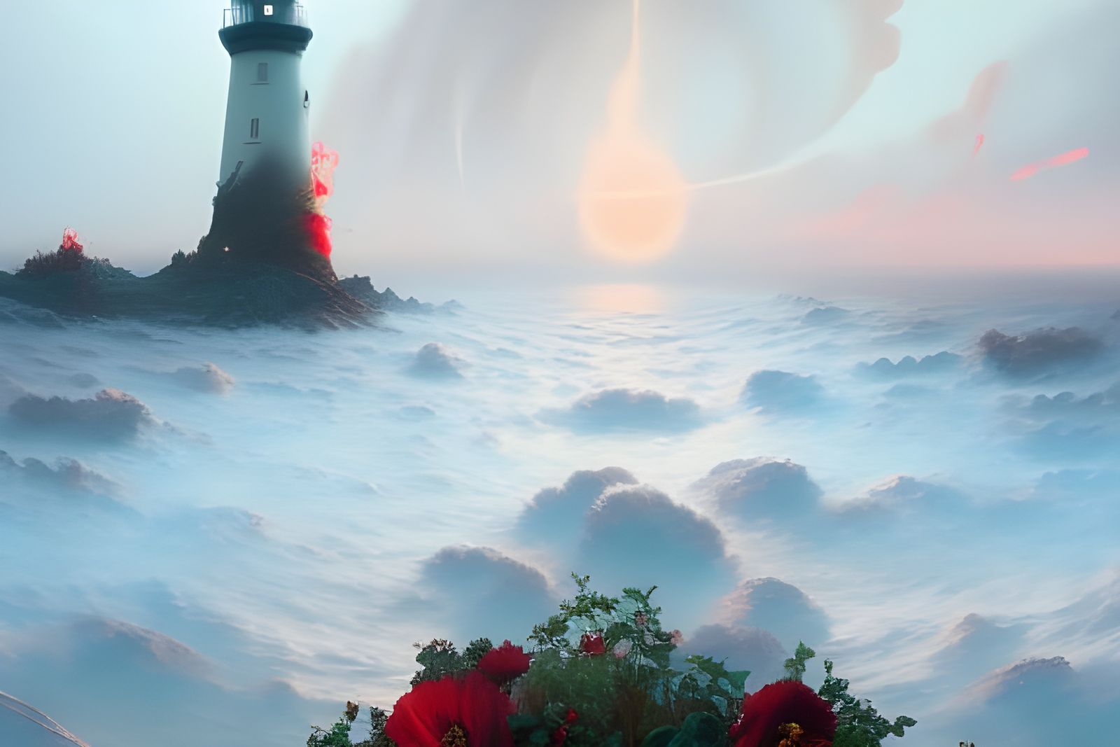 Lighthouse above the clouds - AI Generated Artwork - NightCafe Creator