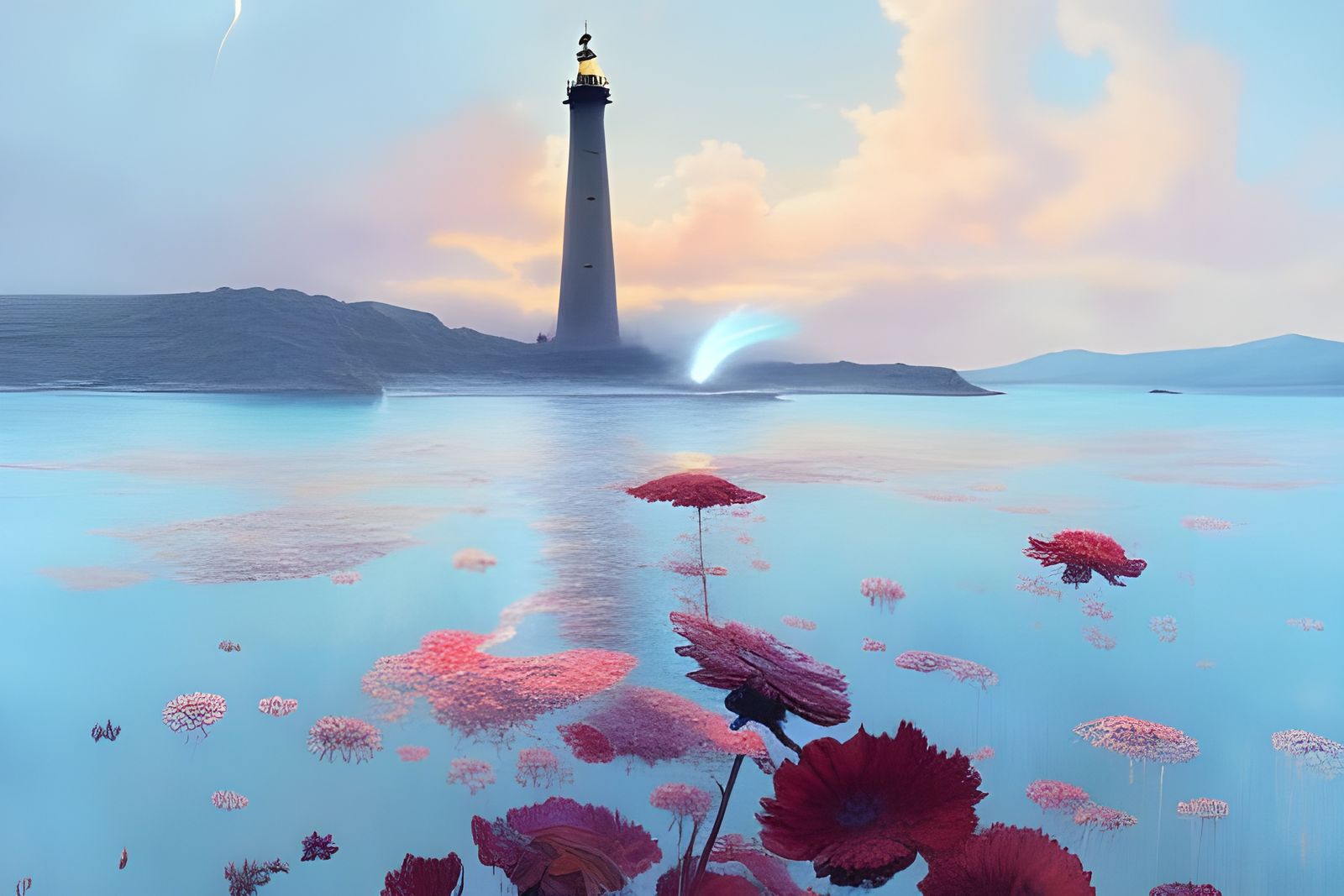 Lighthouse above the frozen sea - AI Generated Artwork - NightCafe Creator