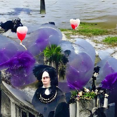 Goth Women; New Orleans; Grave of Marie Leveaux; floating geode ...