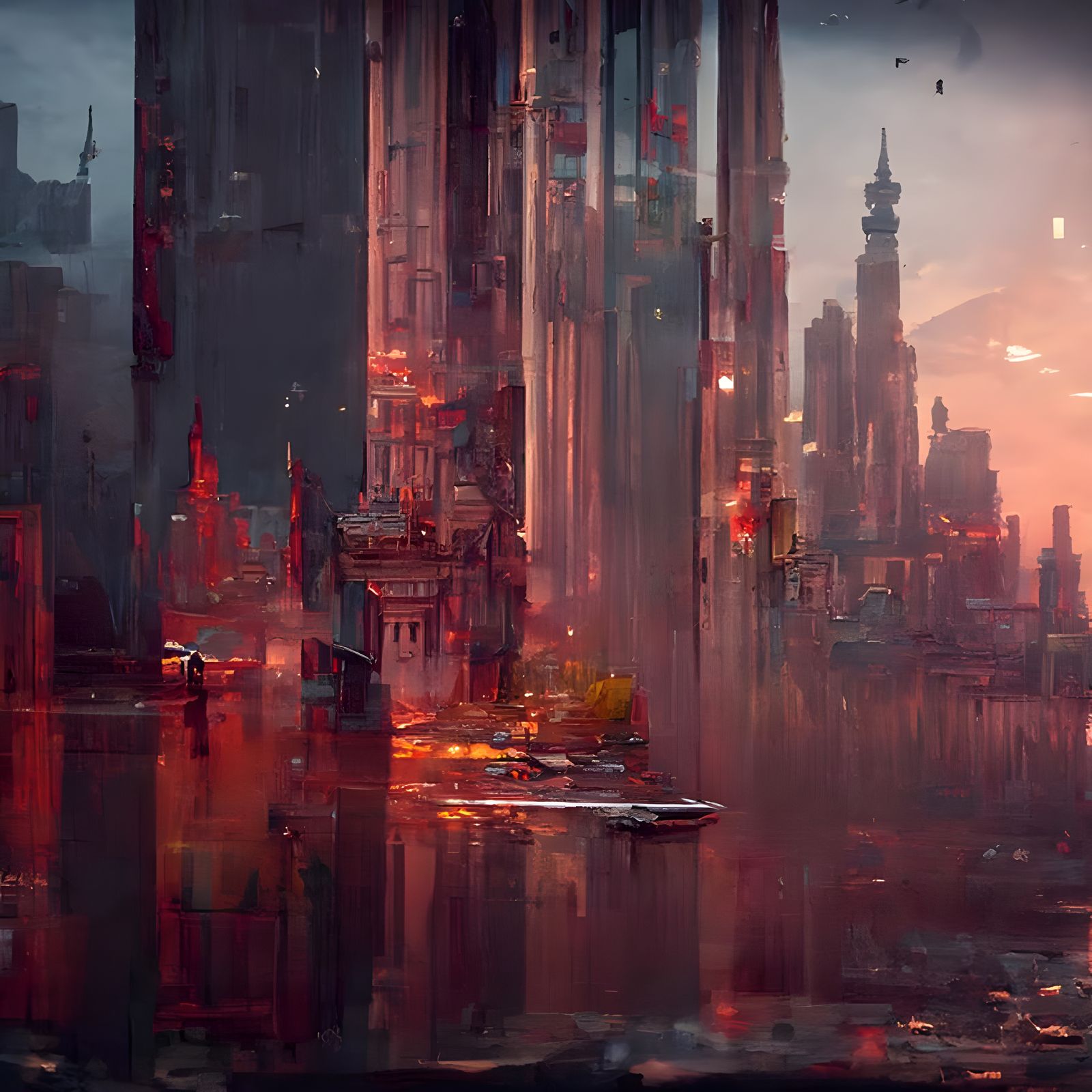 Reflection of a city, detailed matte painting by Seb McKinnon - AI Generated Artwork - NightCafe ...