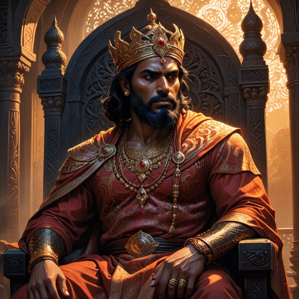 Black Ruler of 15th Century Bengal Reigns on Thron... - AI Art