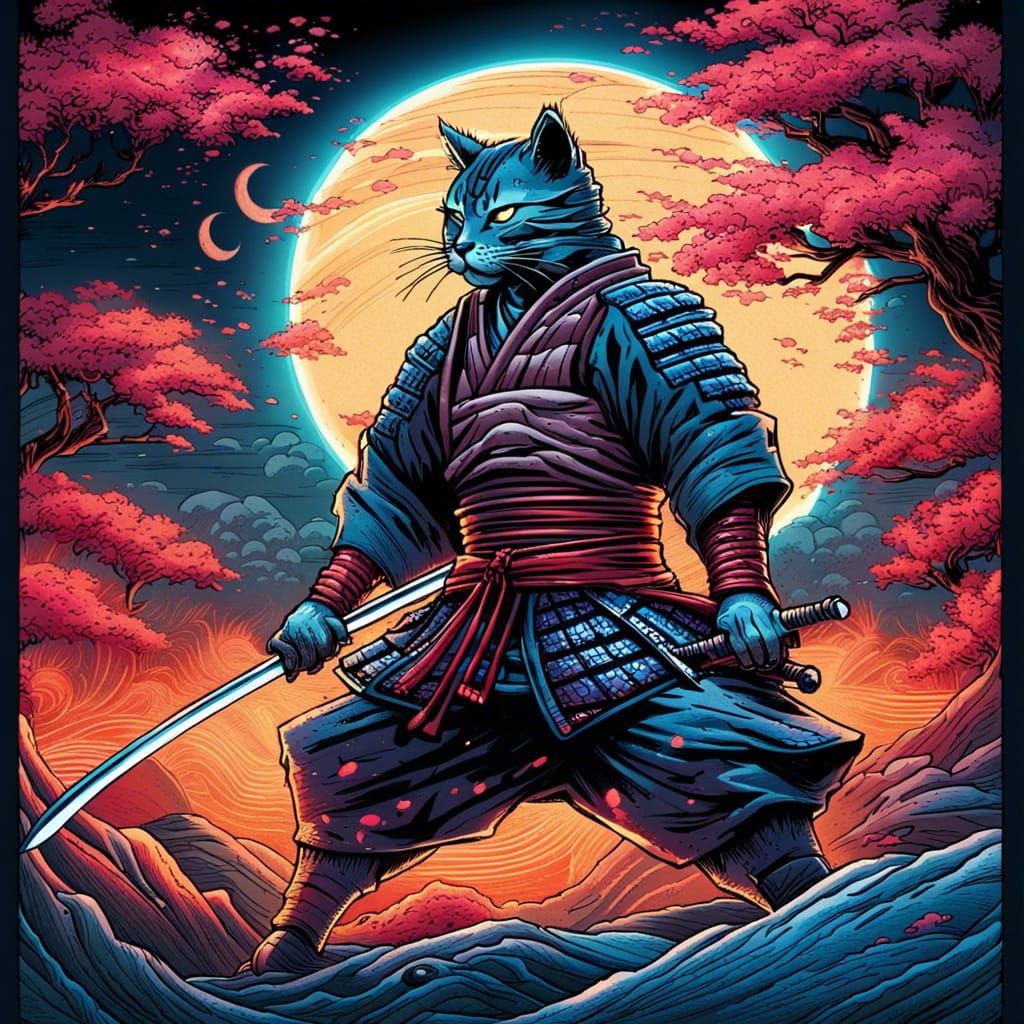 cool Samurai warrior, energy bold warm soothing emotional, Mark Brooks ...