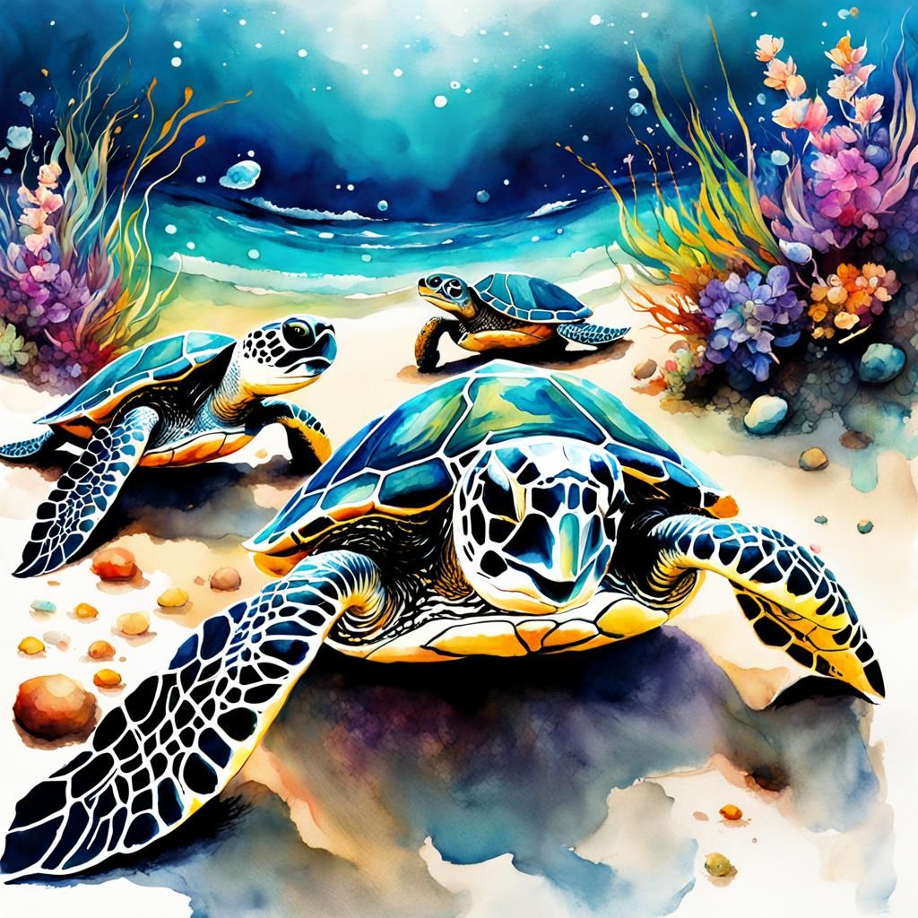 Baby sea turtles - AI Generated Artwork - NightCafe Creator