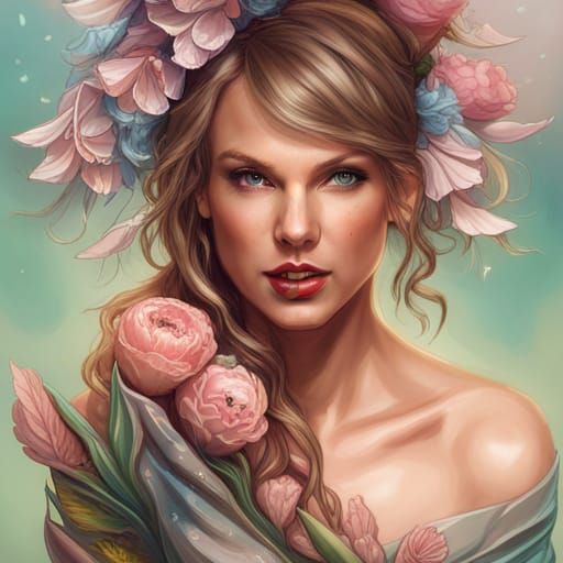 Taylor Swift as spring goddes - AI Generated Artwork - NightCafe Creator