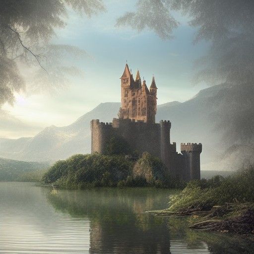 Castle in a lake - AI Generated Artwork - NightCafe Creator