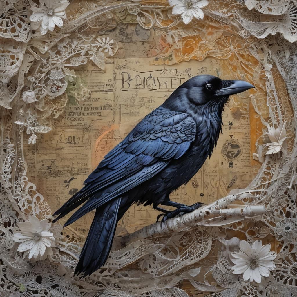 beautiful raven with lace #2 - AI Generated Artwork - NightCafe Creator