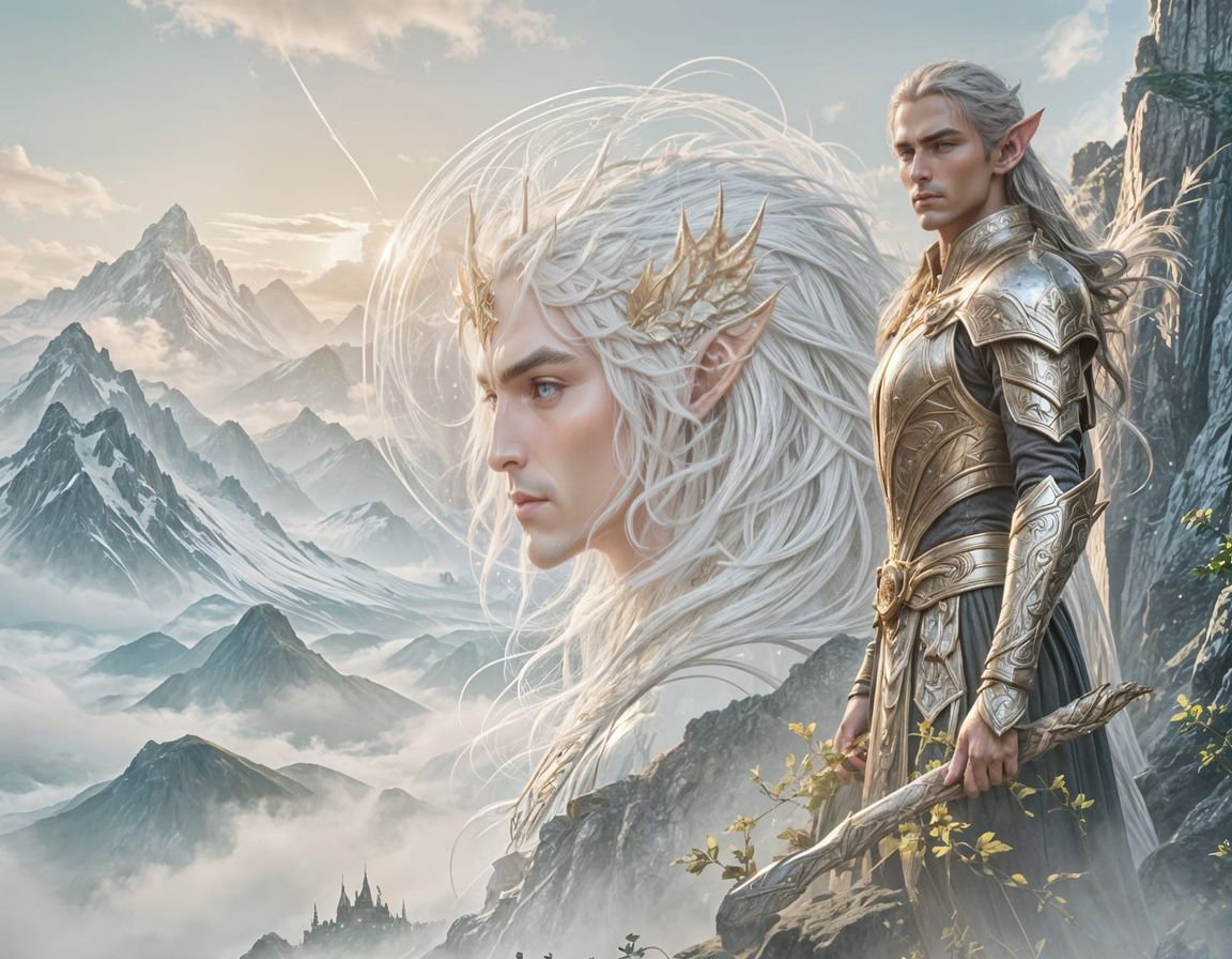 Epic Male Elven Portrait in High Fantasy Scenic Ba... - AI Art
