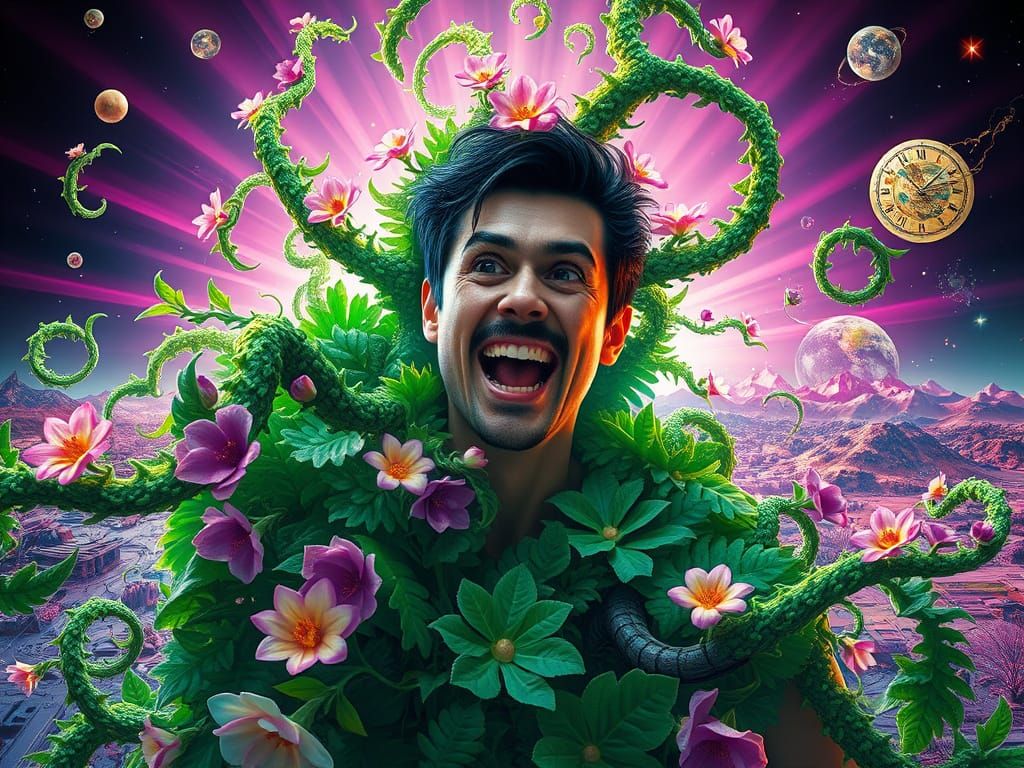 A vibrant, humanoid fern bush. - Ethereal Fern Bush Envelops...