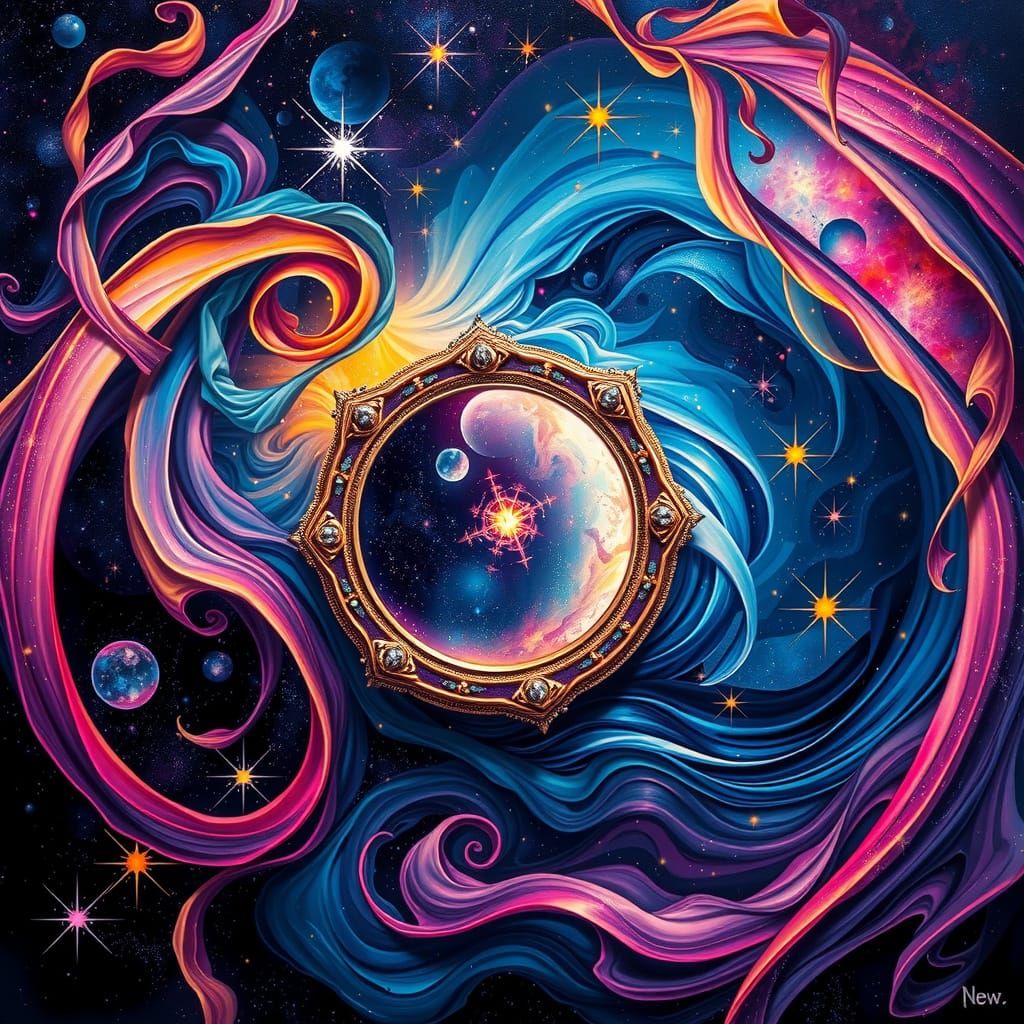 Cosmic Mirror Reflects Vibrant Starry Universe in ... - AI Art