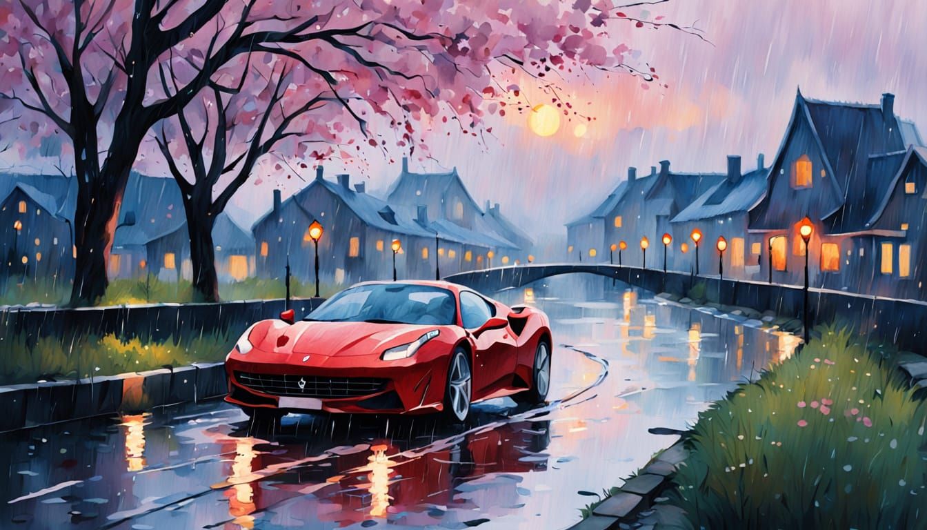 The Ferrari Car....in watercolor. - Vibrant Watercolor Ferra...
