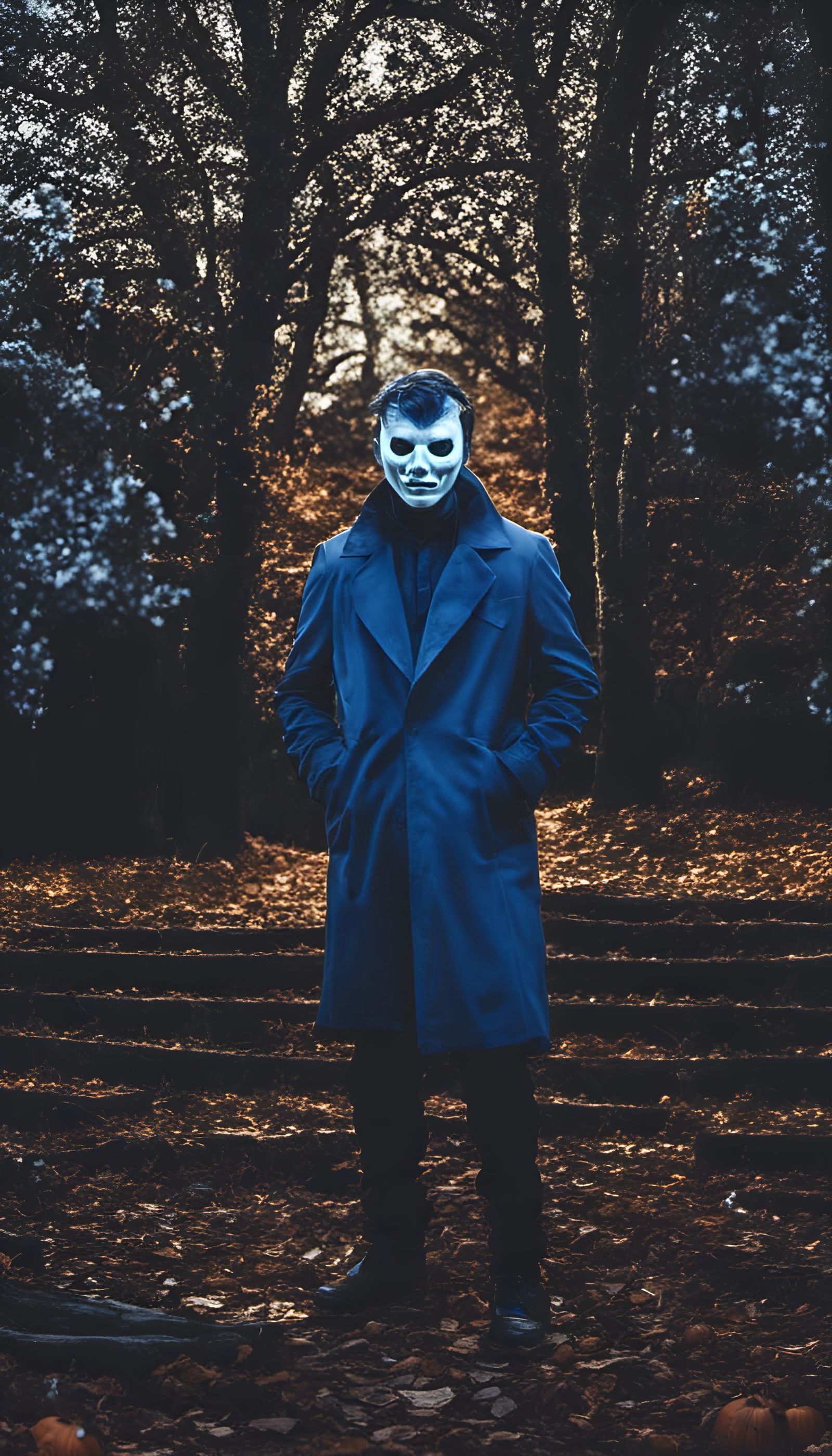 Halloween porcelain horror mask killer psychopath jagged 4K lens flare ...