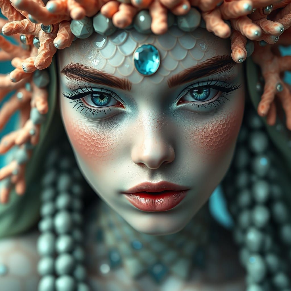 Mermaid - Ethereal Mermaid Portrait in Photorealistic Style
