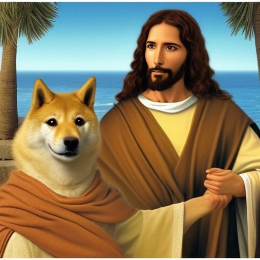 Doge meets Jesus - AI Generated Artwork - NightCafe Creator