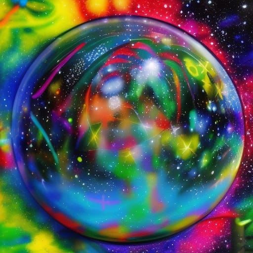 glass sphere in galactic christmas universe graffiti art, splash art ...