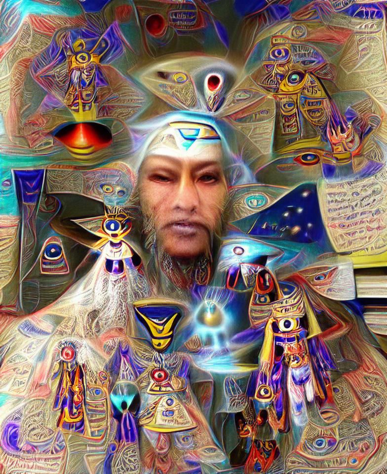 An ascended shaman master transcending brightly into earthly physical ...
