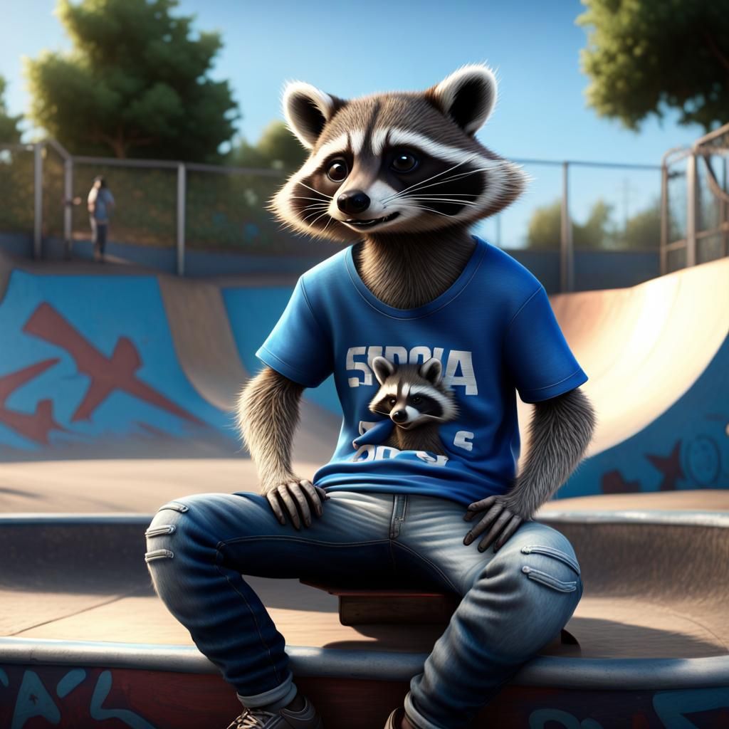 Raccoon skater boy. - AI Generated Artwork - NightCafe Creator
