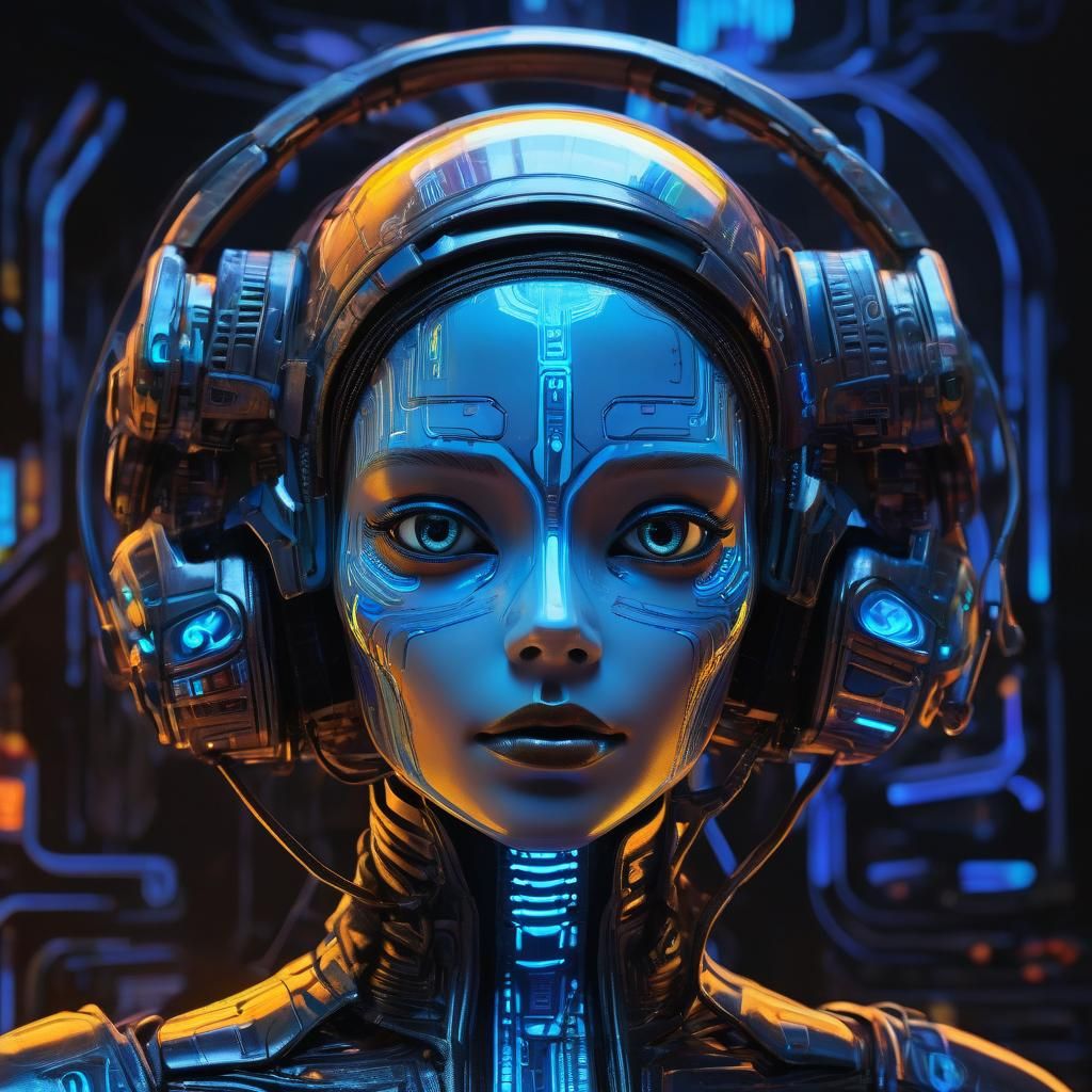 Futuristic Doll Unveiled in Vivid Oil Painting - AI Art