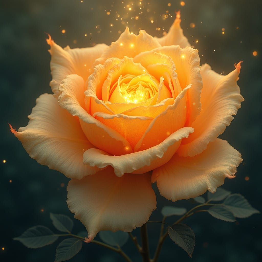 Fae Rose of Blazing Gold - AI Art