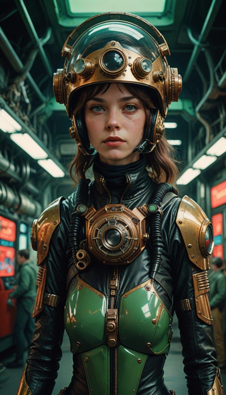 Steampunk Space Siren with Heart-Shaped Face and R... - AI Art