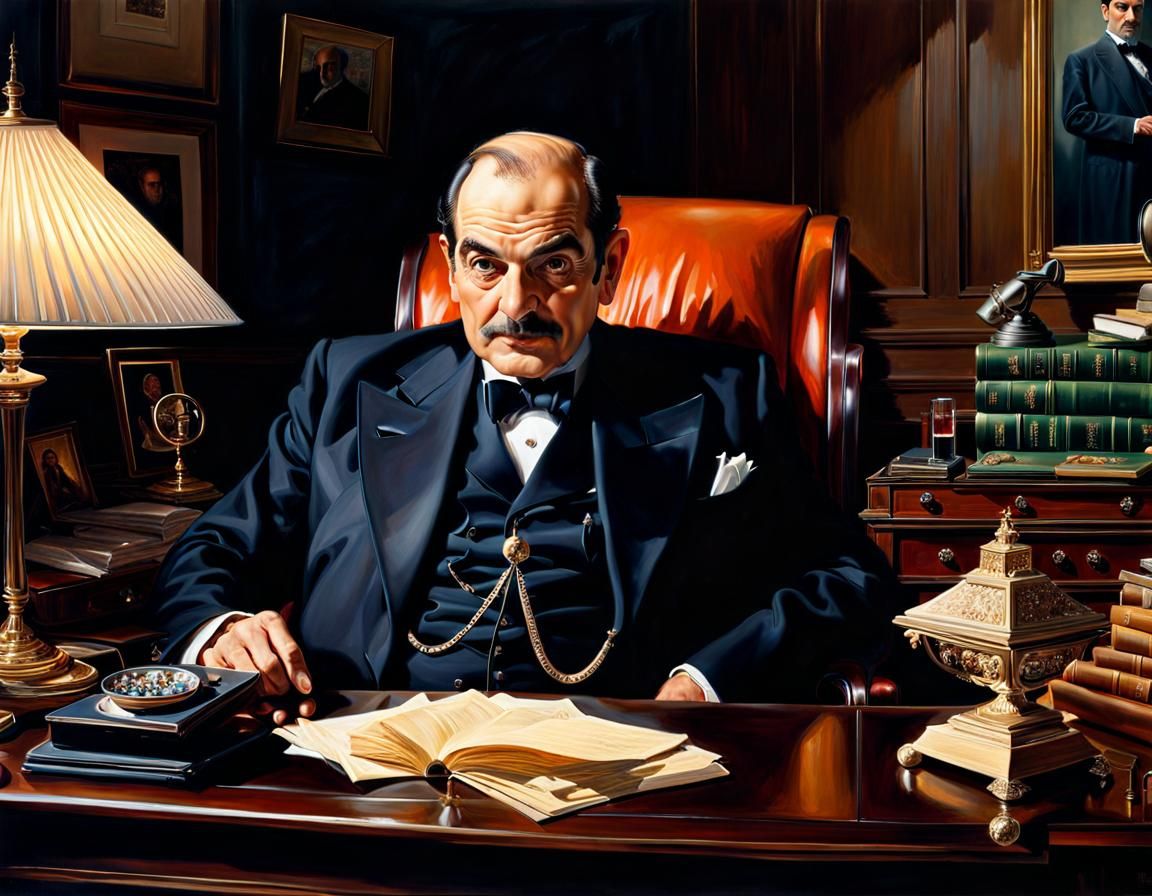Hercule Poirot un His office - AI Generated Artwork - NightCafe Creator