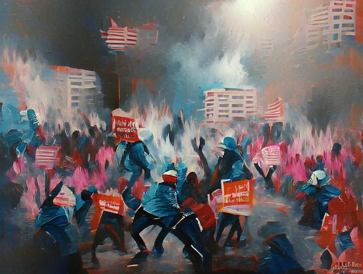 Democratic riots, Acrylic on canvas - AI Generated Artwork - NightCafe ...