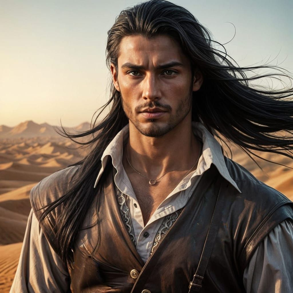 Desert power - Fantasy Prince with Chiseled Features in Futu...