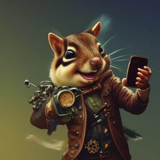 Steampunk chipmunk selfie - AI Generated Artwork - NightCafe Creator