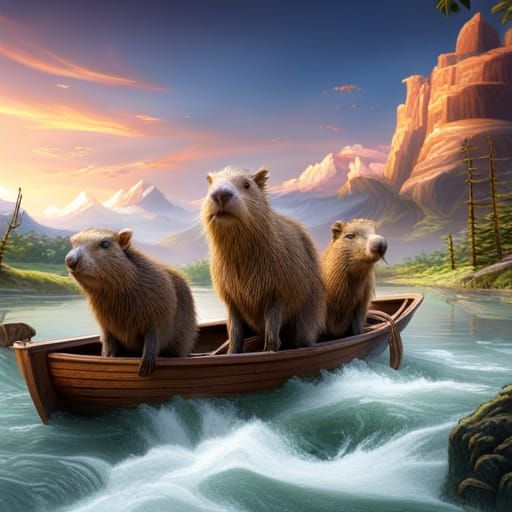 capybaras on an adventure - AI Generated Artwork - NightCafe Creator