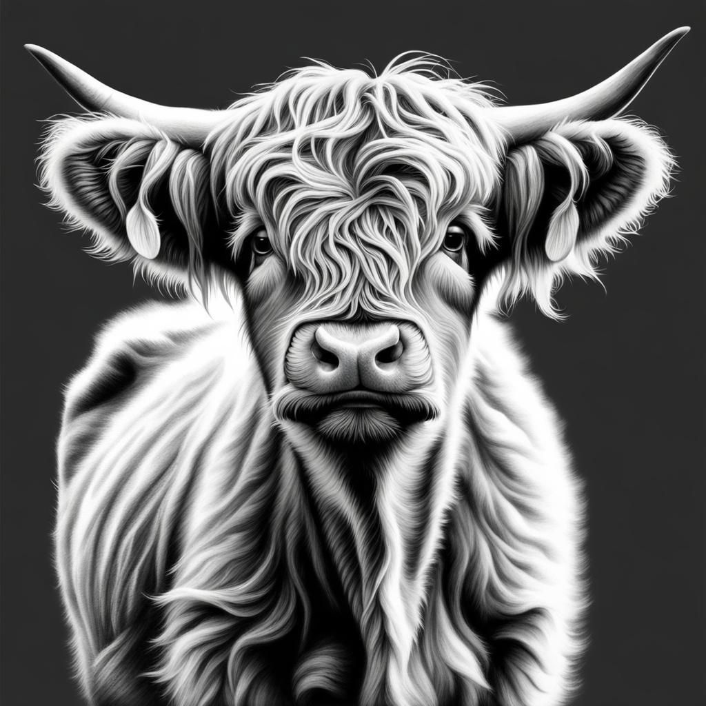 Cute highland cow calf - AI Generated Artwork - NightCafe Creator