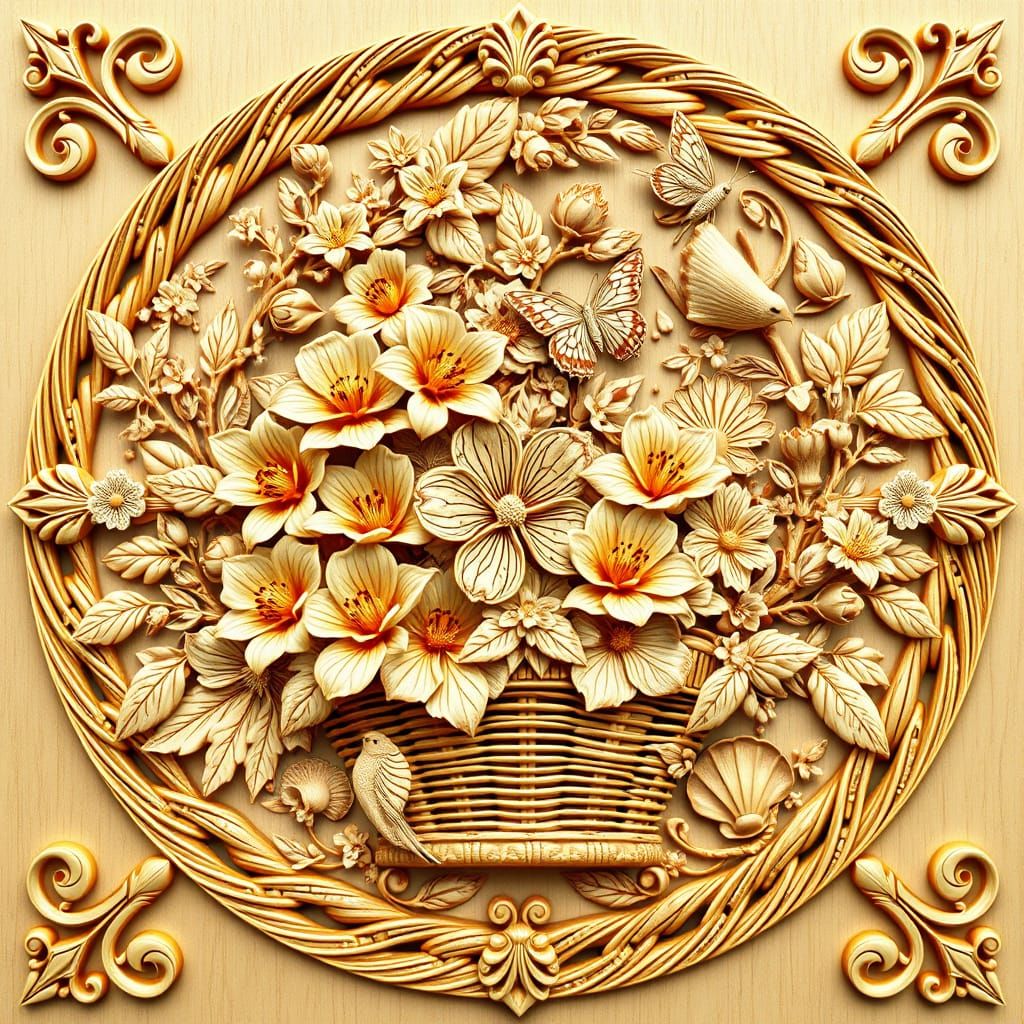 Generate a laser-ready 2D vector file (SVG, AI, DXF) of a Baroque ...