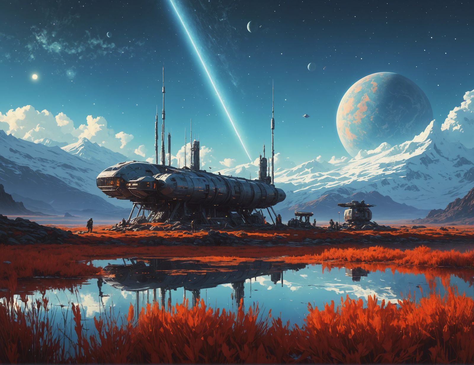 Alien planet space station - AI Generated Artwork - NightCafe Creator