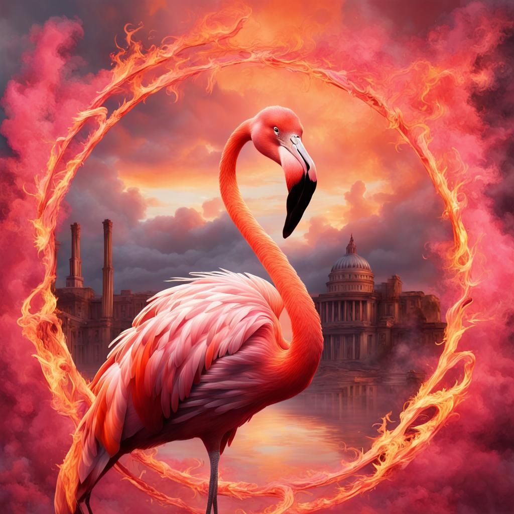 Flamingo & Flaming O - AI Generated Artwork - NightCafe Creator