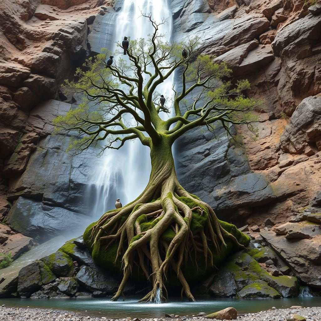 Tree and waterfall! - Upside Down Tree in a Waterfall Wond...