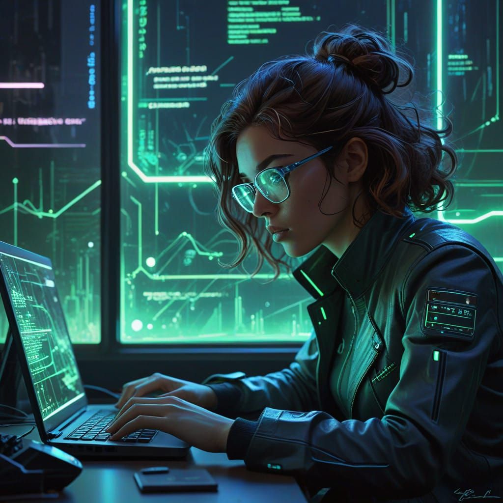 She got mad math skills - Cyberpunk Hacker Goddess with Math...