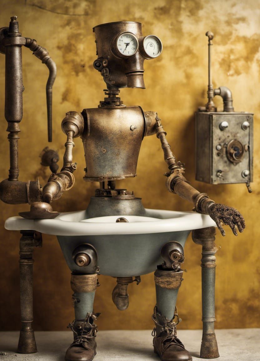 humanoid automata;old bathroom fittings used to make steam-driven ...