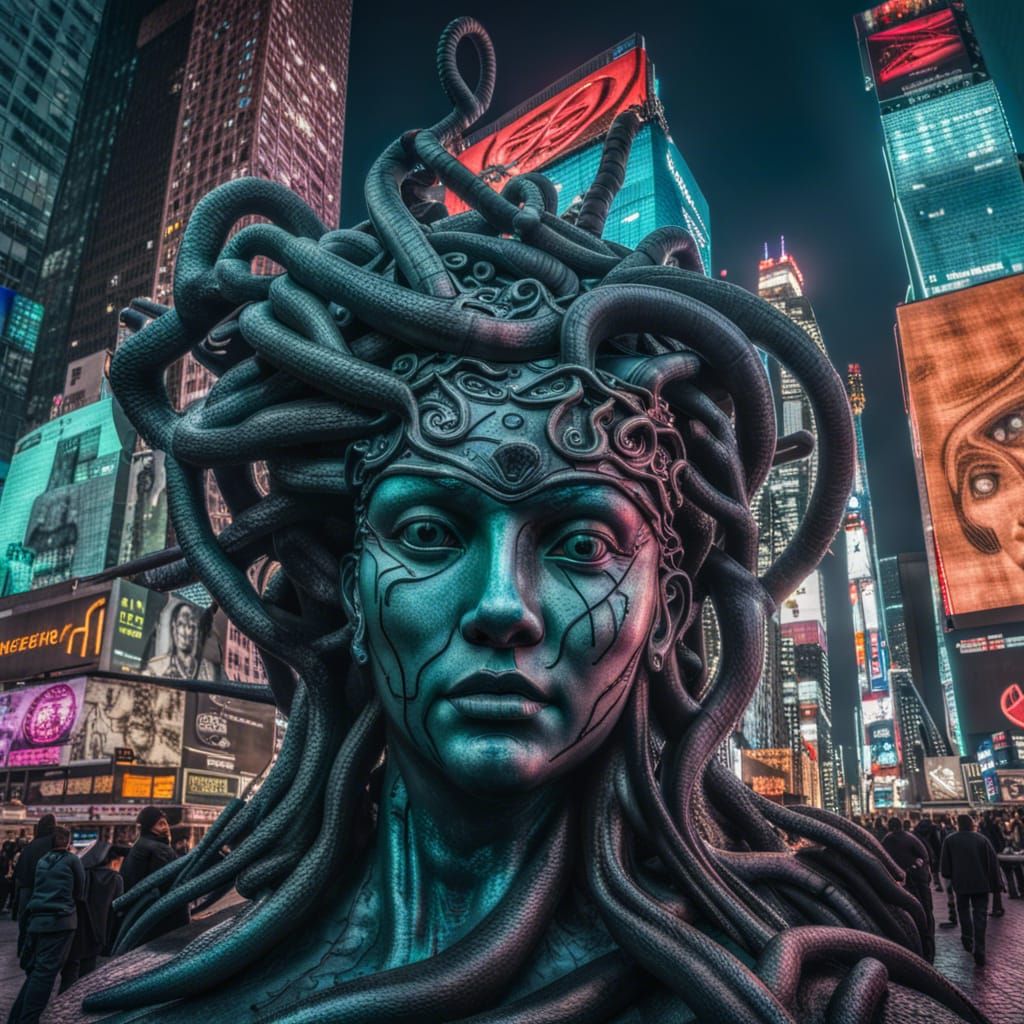 Time square medusa - AI Generated Artwork - NightCafe Creator