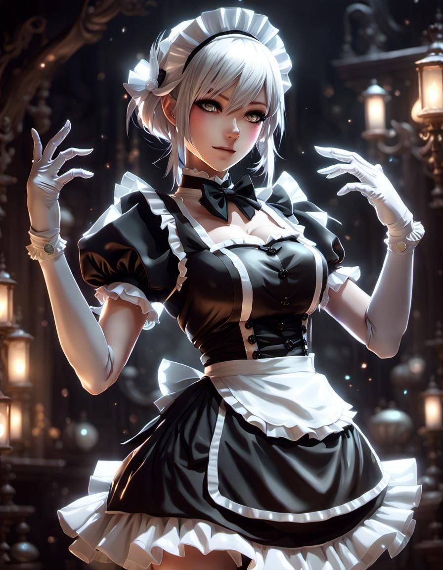 anime maid girl wears a headband, - AI Generated Artwork - NightCafe ...