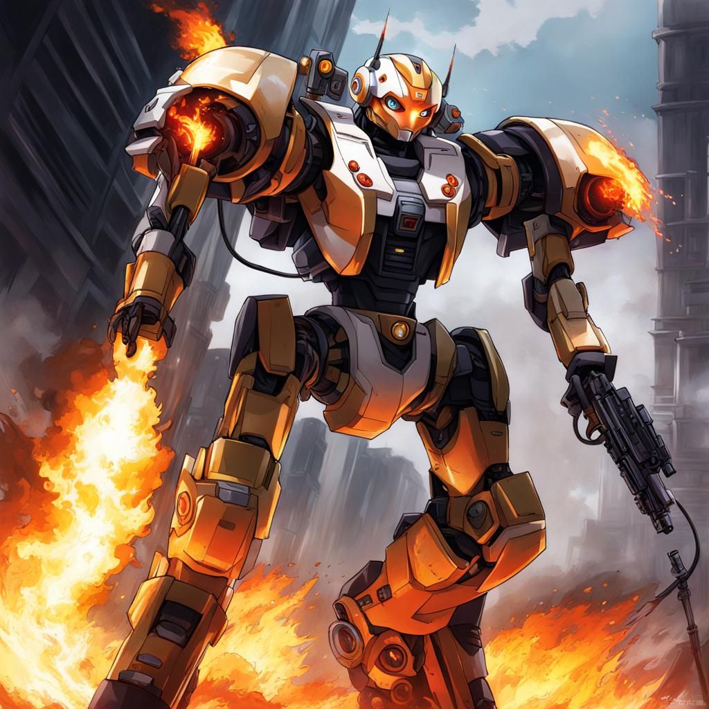 Flamethrower Mech - AI Generated Artwork - NightCafe Creator
