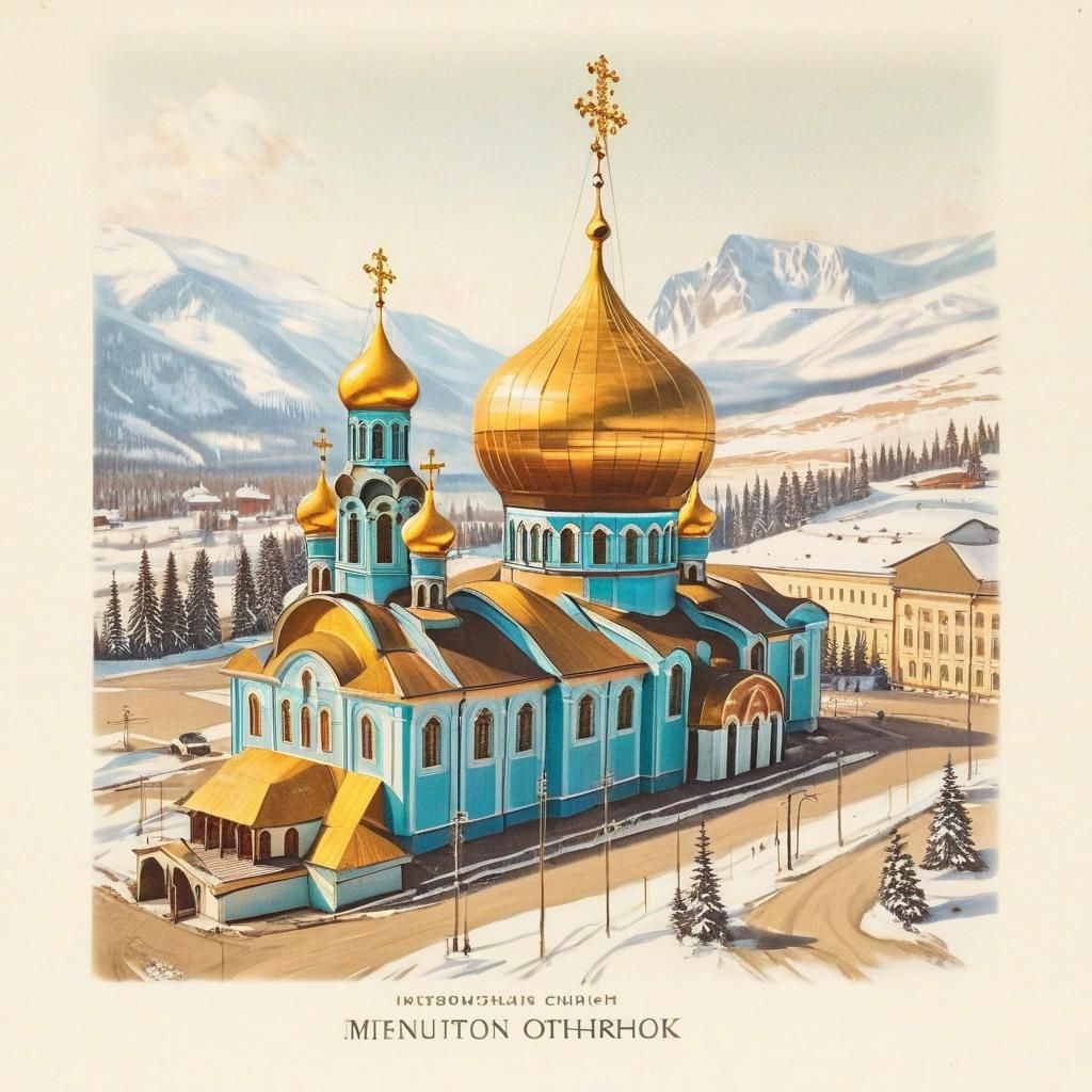 Postcard of Russian Orthodox Church with beautiful golden spires - AI ...