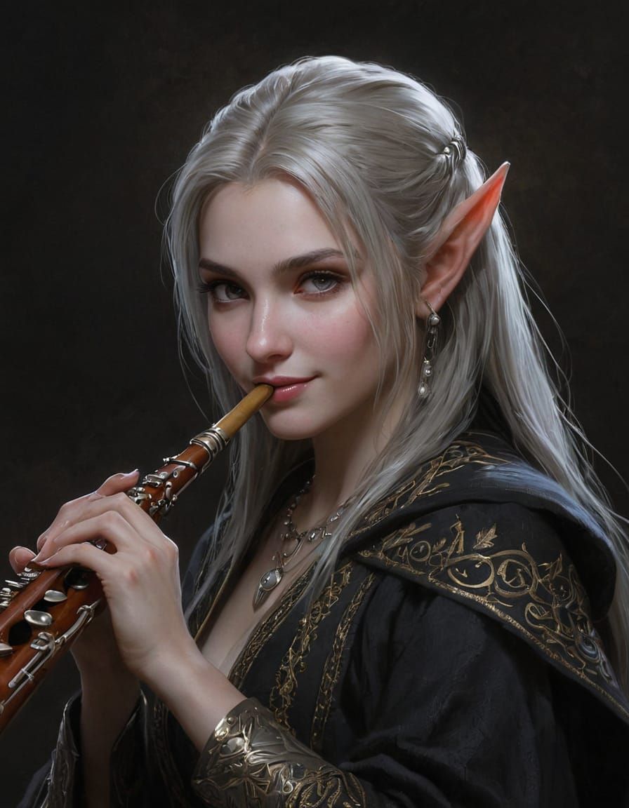 Elven Bard Playing The Flute - AI Generated Artwork - NightCafe Creator