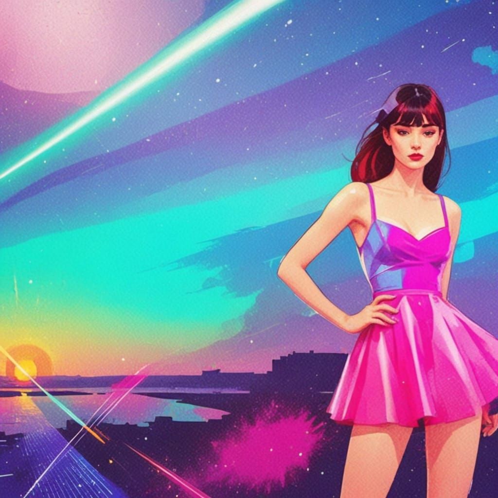 Screen print, pop art, splash screen art, triadic colors, digital art ...