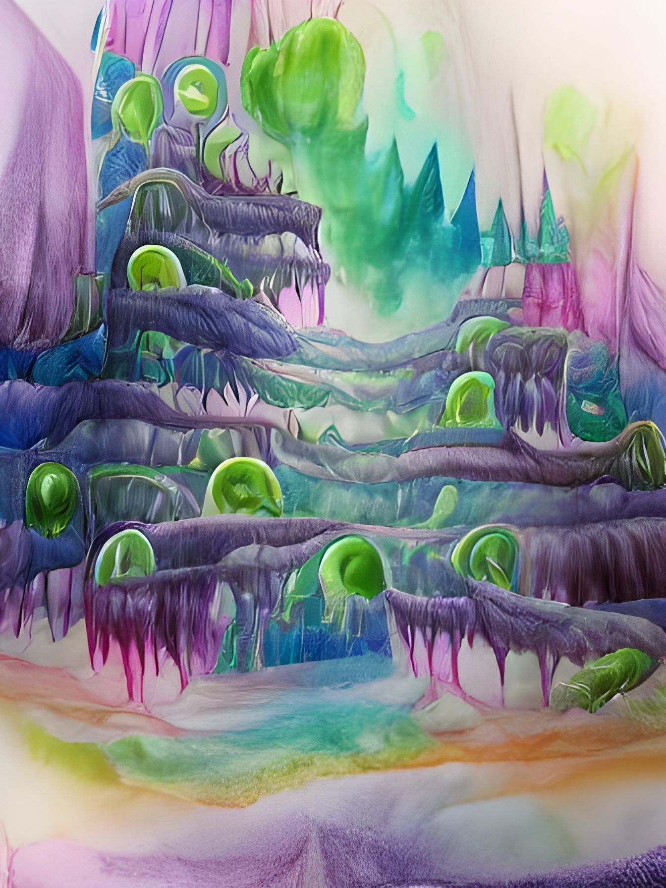 A Thick Treeline Slimed Over With Living Chromatic Gelatinous Augur ...