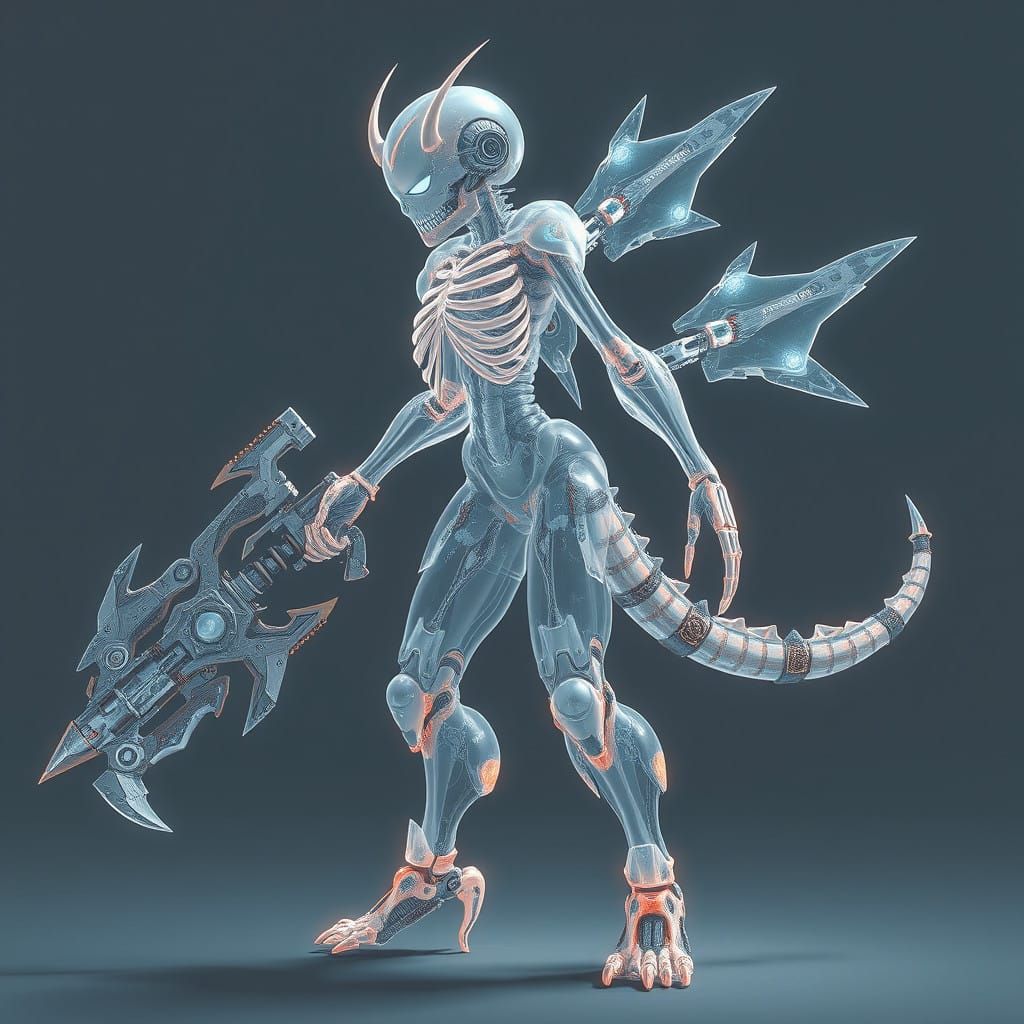 Ethereal Cyborg Monstergirl with Intricately Desig... - AI Art